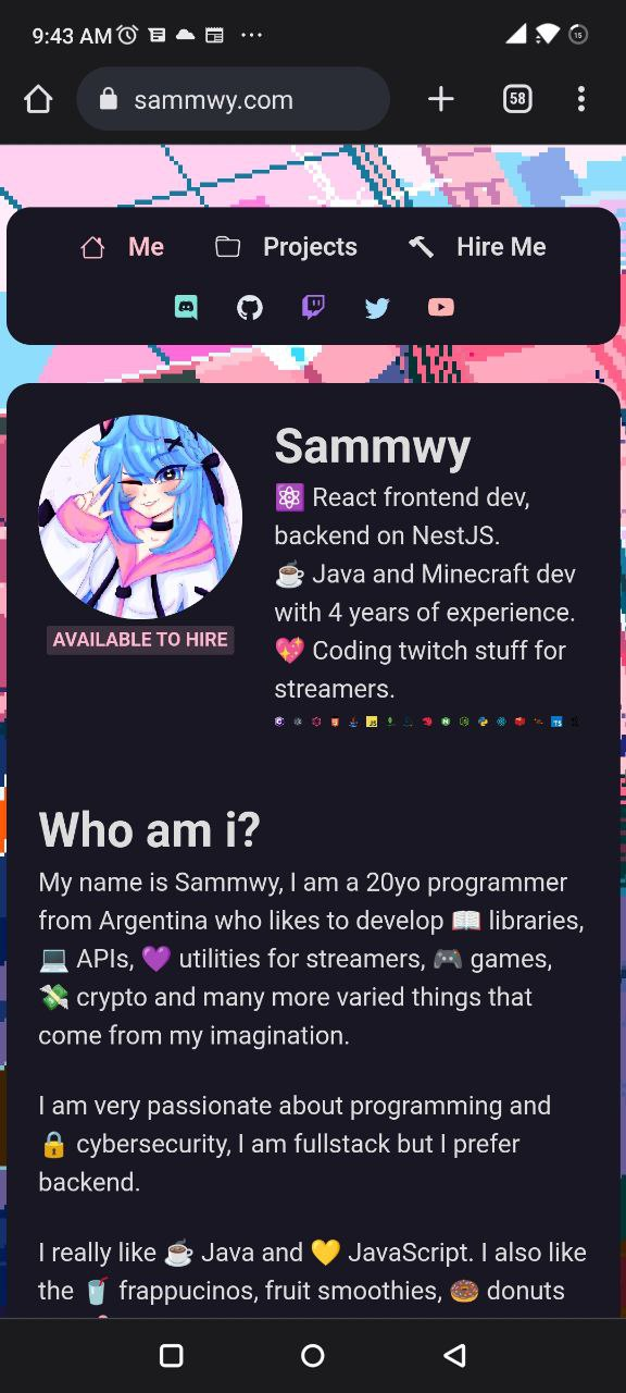 Scroll Issue On Mobile · Issue 1 · Sammwyy · Github
