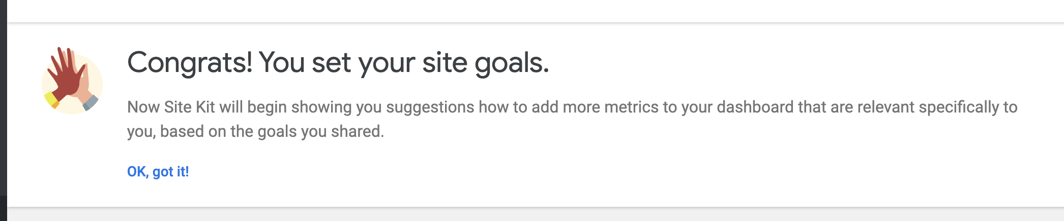 Implement Congrats dashboard notification for submitting user input settings · Issue #2283 ...