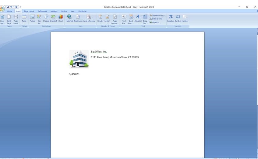 Creating a Company Letterhead - anthwong/Microsoft-Word-2007-Guide GitHub Wiki