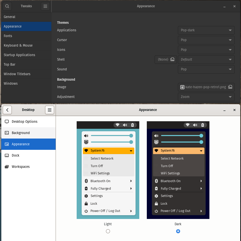Appearance -> Dark, do not change the color. · Issue #2807 · pop-os/pop · GitHub
