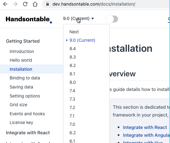 New Docs: Links for the older docs don't work · Issue #8279 · handsontable/handsontable · GitHub