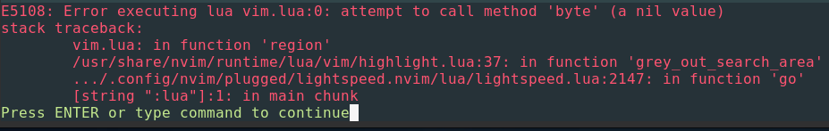 Error executing lua vim.lua:0: attempt to call method 'byte' (a nil value) · Issue #139 ...