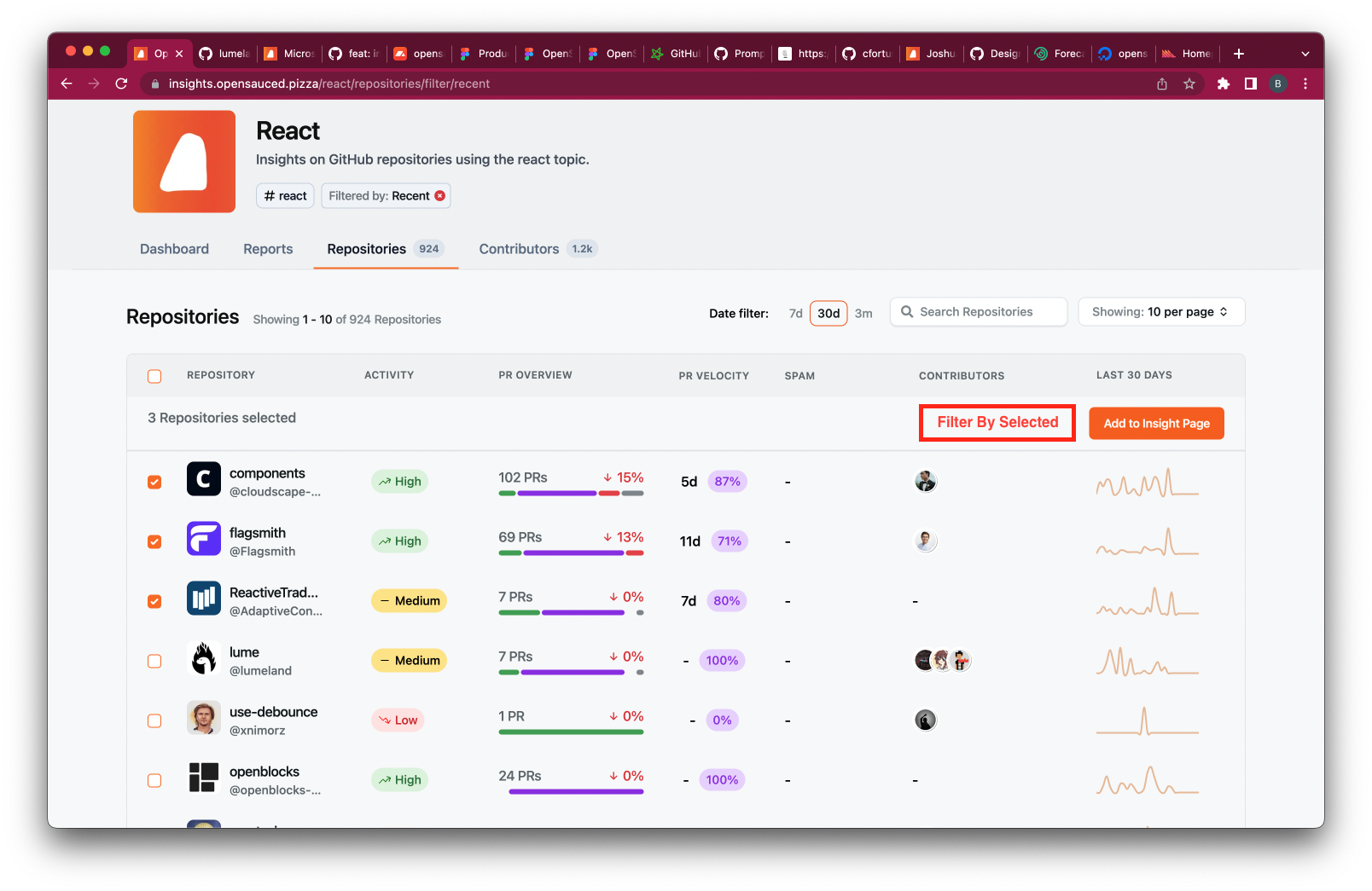 Feature: Filter by selected repos. · Issue #982 · open-sauced/app · GitHub