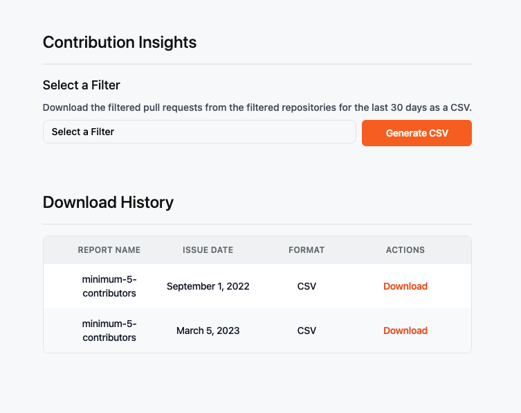 Feature: Structured reporting CSVs · Issue #1151 · open-sauced/app · GitHub