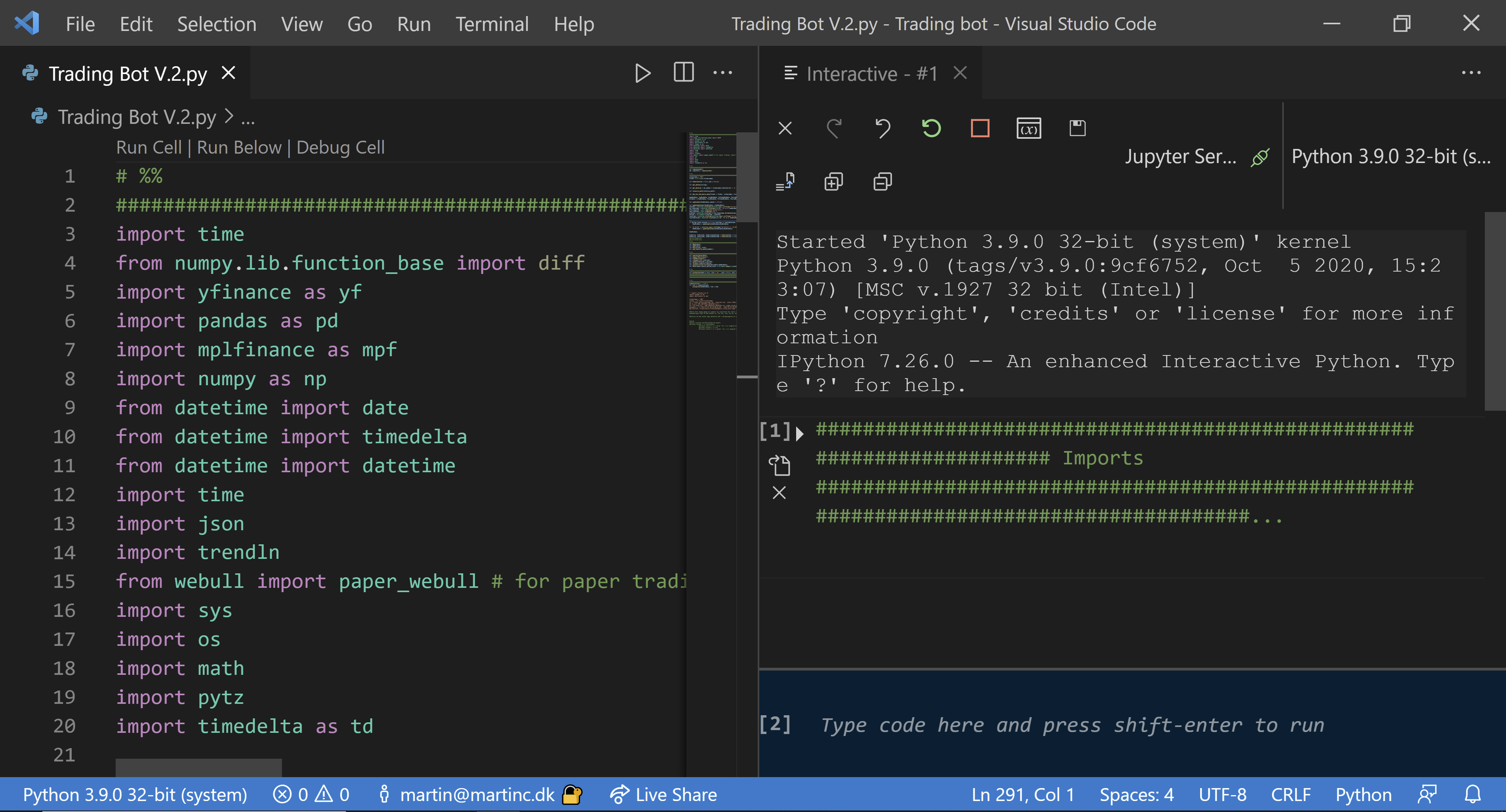If you could manully switch to window with Interactive python in vs ...
