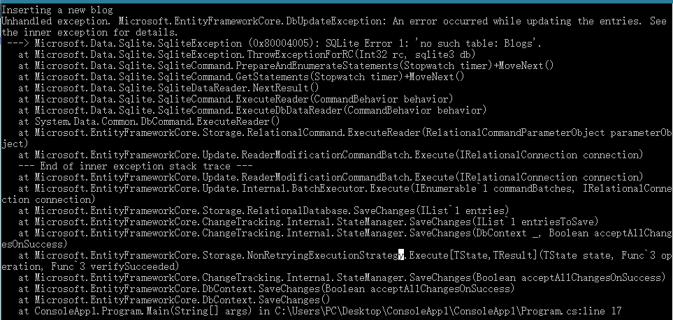 the introductory tutorial prompts that the table does not exist · Issue #22291 · dotnet/efcore ...