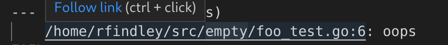 Unable To Clicknavigate To Failed Test Location On The Test Error Output · Issue 2511 · Golang