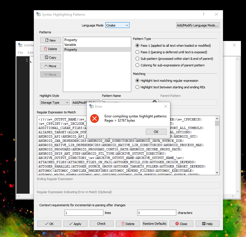 long highlight pattern cannot check/apply/save · Issue #271 · eteran ...