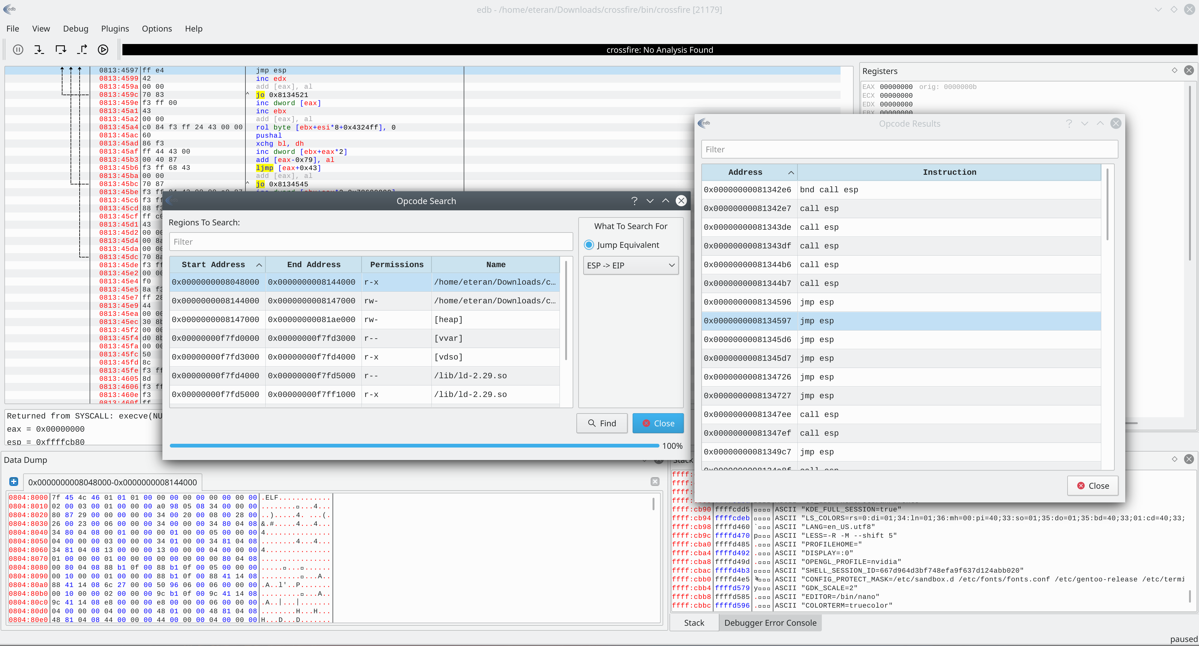 Opcode search jmp esp problem ESP ->EIP · Issue #723 · eteran/edb ...