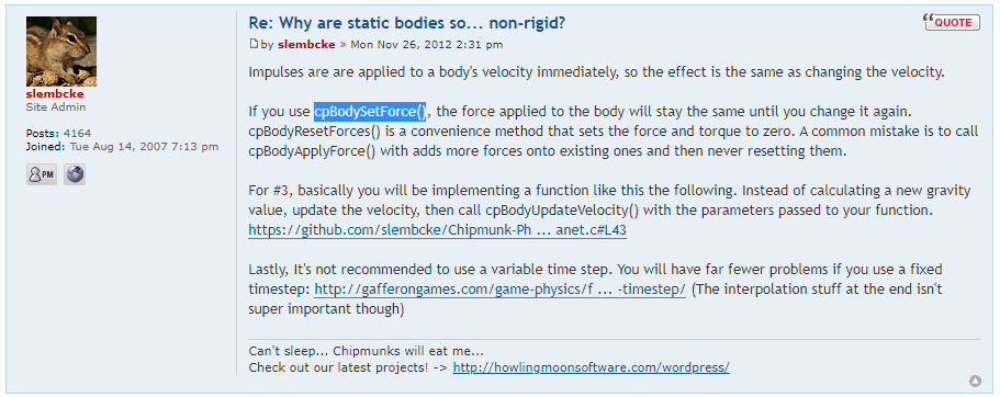 Issues with setting Body velocity. · Issue #186 · viblo/pymunk · GitHub