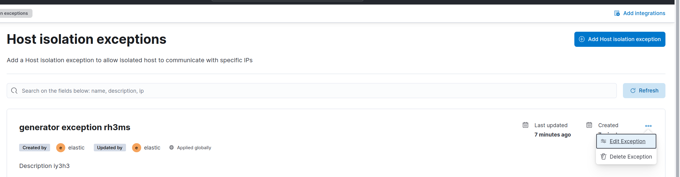 [Security Solution] No description for host Isolation exception list tab · Issue #116081 ...