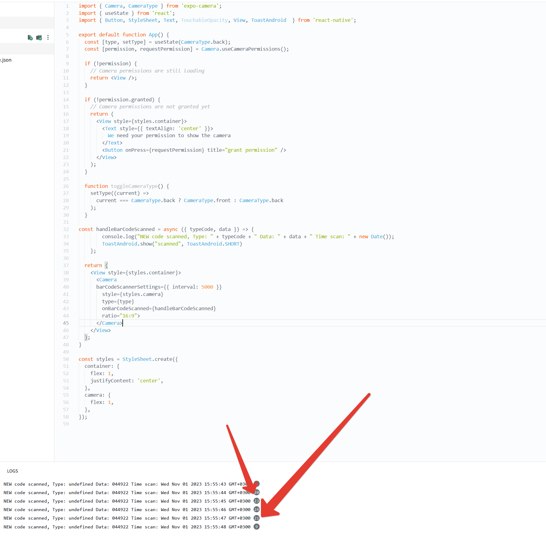 Cannot set expocamera scan interval · Issue #25160 · expo/expo · GitHub