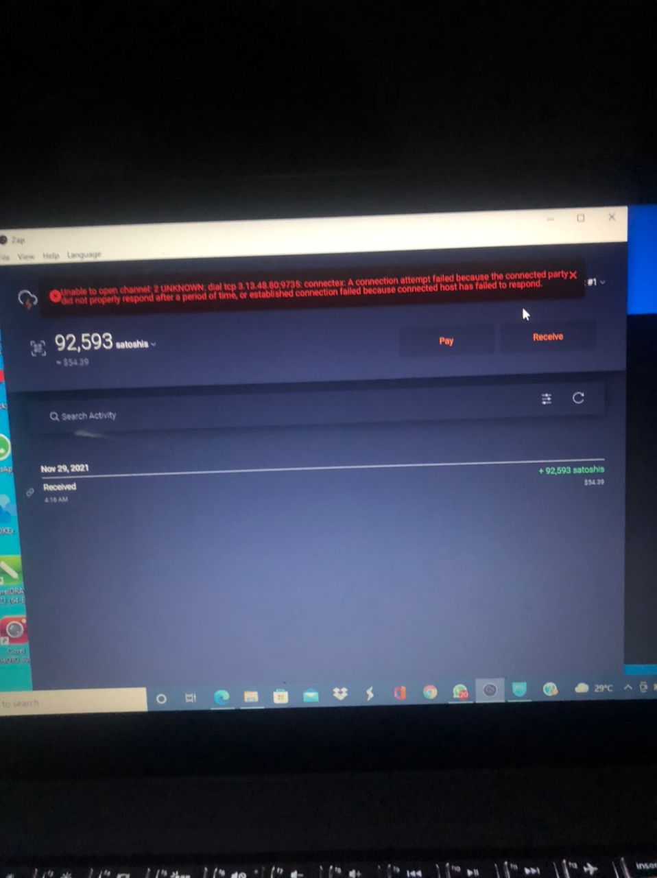 upgraded to zap wallet but unable to open a channel · Issue #6038 · lightningnetwork/lnd · GitHub