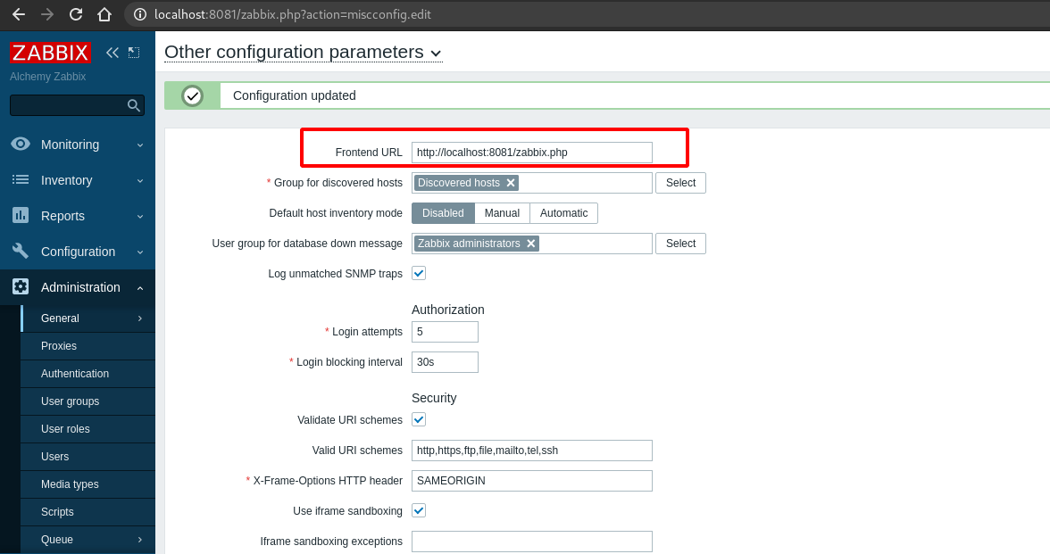 Report manager frontend URL environment parameter · Issue #838 · zabbix/zabbix-docker · GitHub