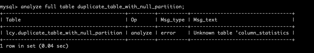 【statistics】analyze Full Table Error · Issue 9390 · Starrocks Starrocks · Github