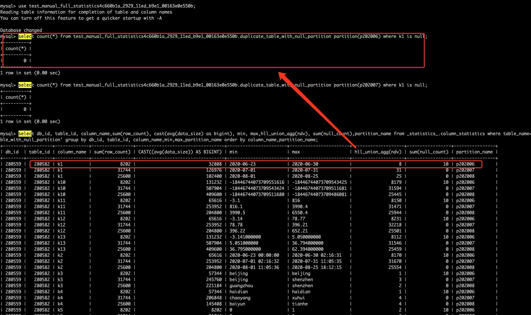 【full/auto statistics】Error Querying the number of columns in a partitioned table · Issue #10653 ...