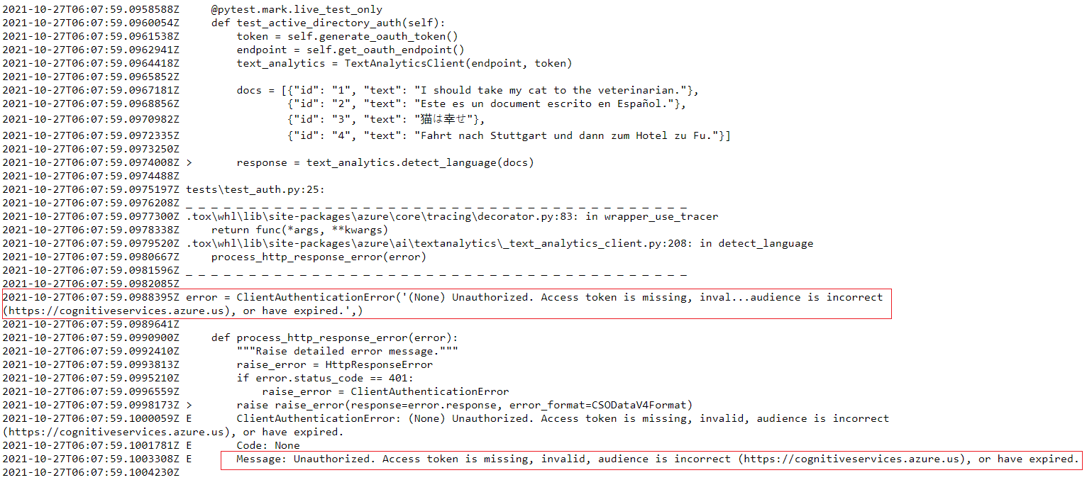 [Text Analytics]"Unauthorized. Access token is missing, invalid, audience is incorrect (https ...