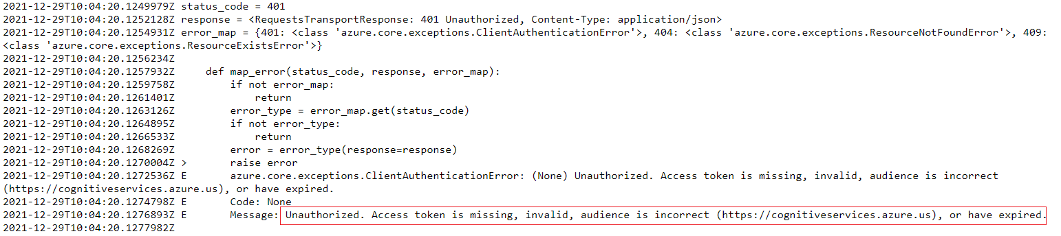 [Form Recognizer] "Unauthorized. Access token is missing, invalid, audience is incorrect (https ...