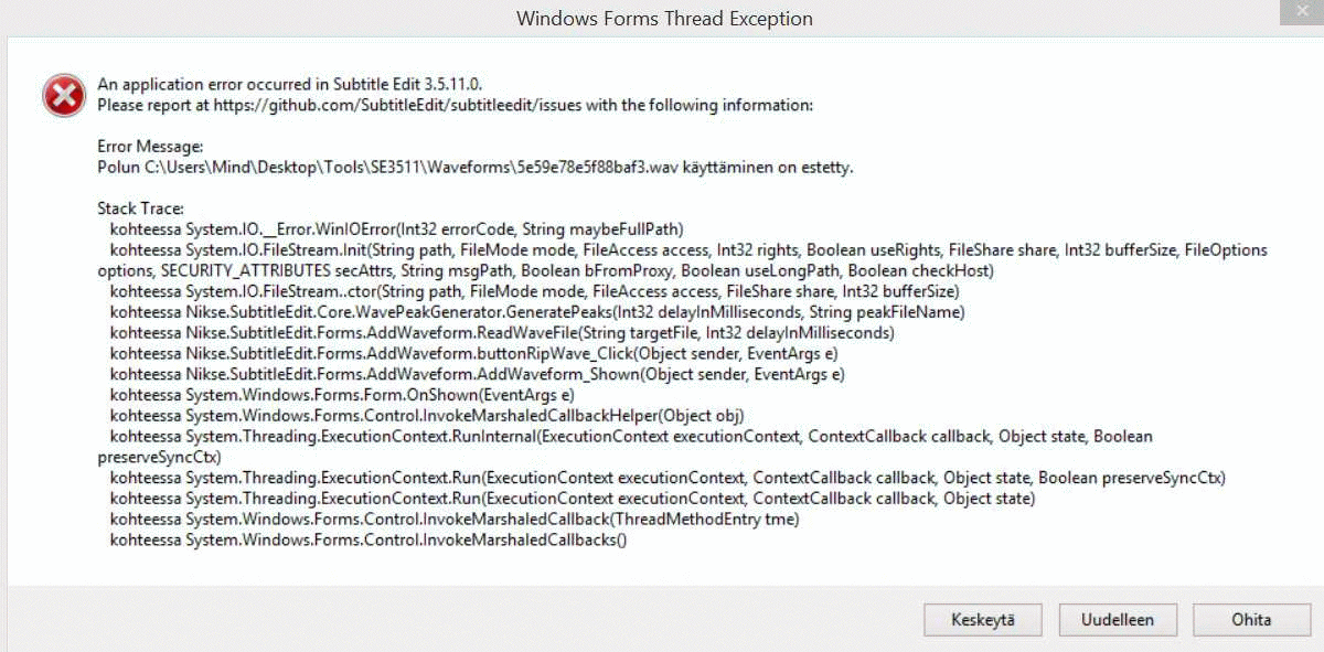 Can't create waveform, subtitles not displayed on the video · Issue #3821 · SubtitleEdit ...