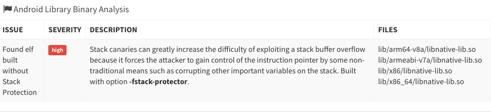 fstack protector flag applied but only visible for MIPS architecture · Issue #646 · MobSF/Mobile ...