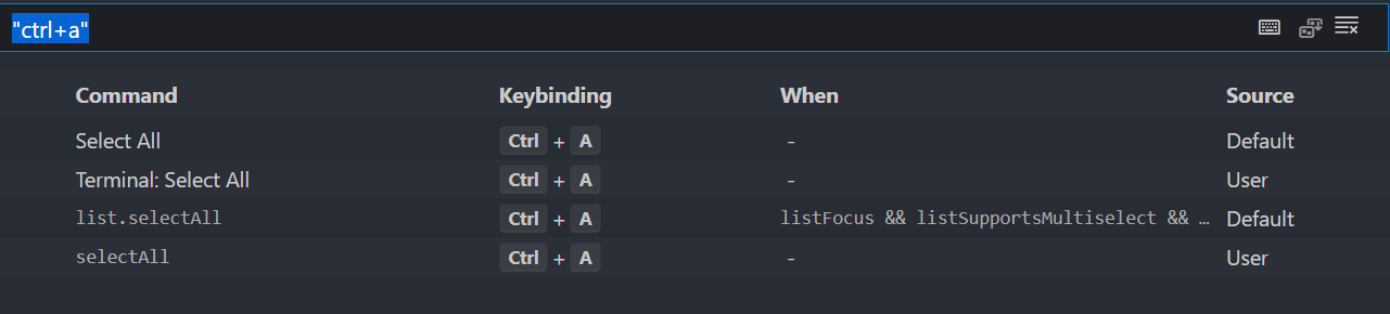 "command 'selectAll' not found" error when hitting "Ctrl+A" (win10 ...