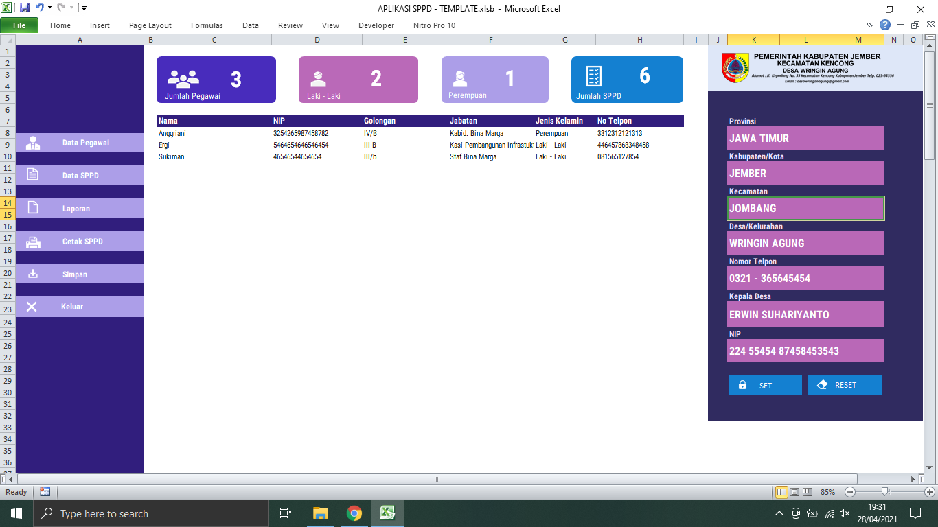 GitHub - achmadiqsan/LATIHAN-APLIKASI-SPPD-SEDERHANA-EXCEL: LATIHAN APLIKASI SPPD SEDERHANA EXCEL
