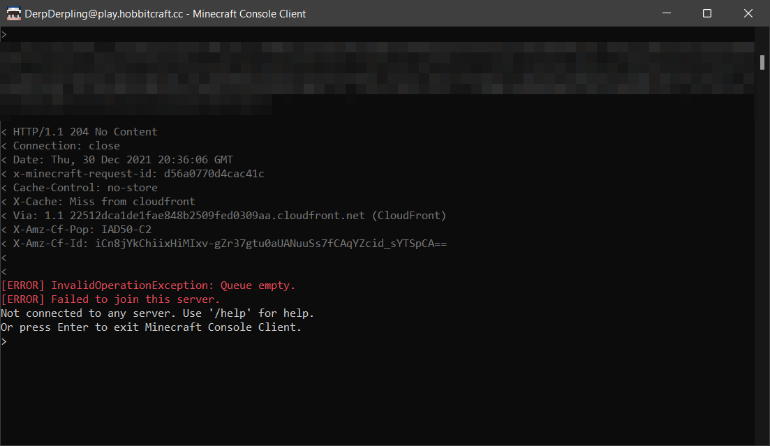 [BUG] Cant join a server · Issue #1883 · MCCTeam/Minecraft-Console-Client · GitHub