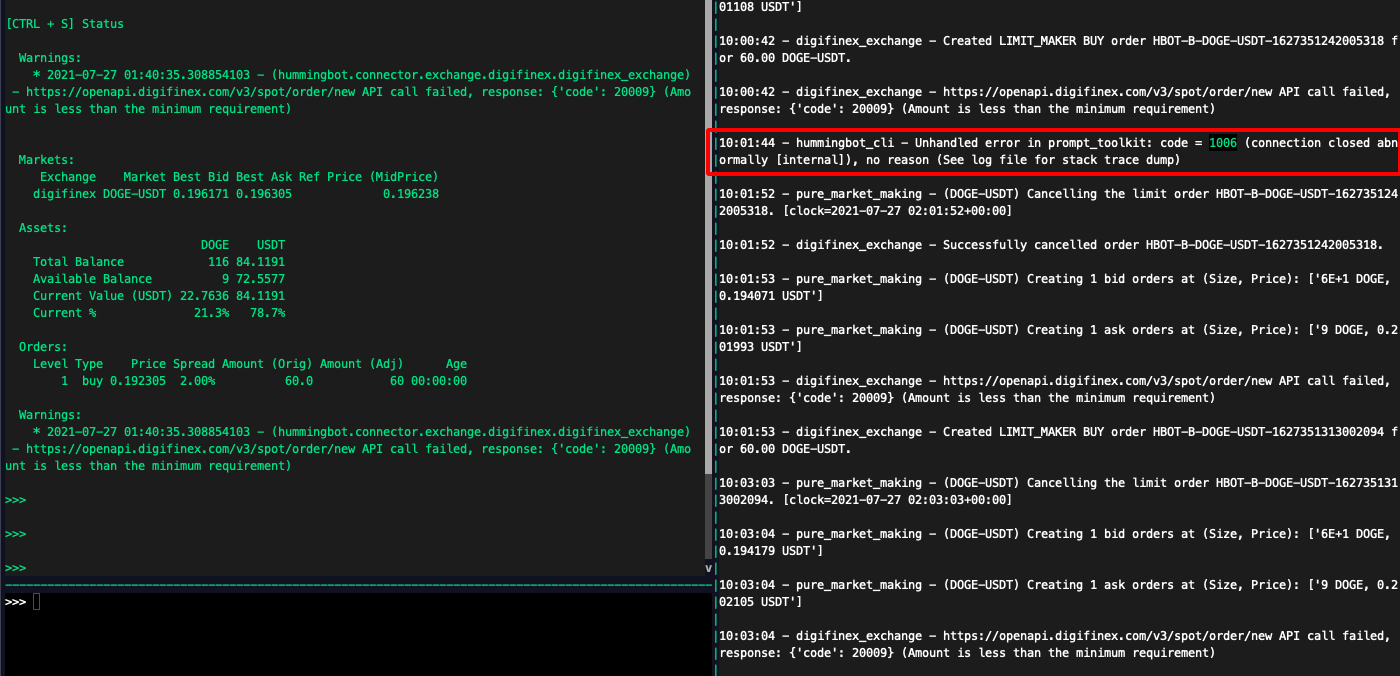 Digifinex - Random network disconnection · Issue #3335 · hummingbot/hummingbot · GitHub