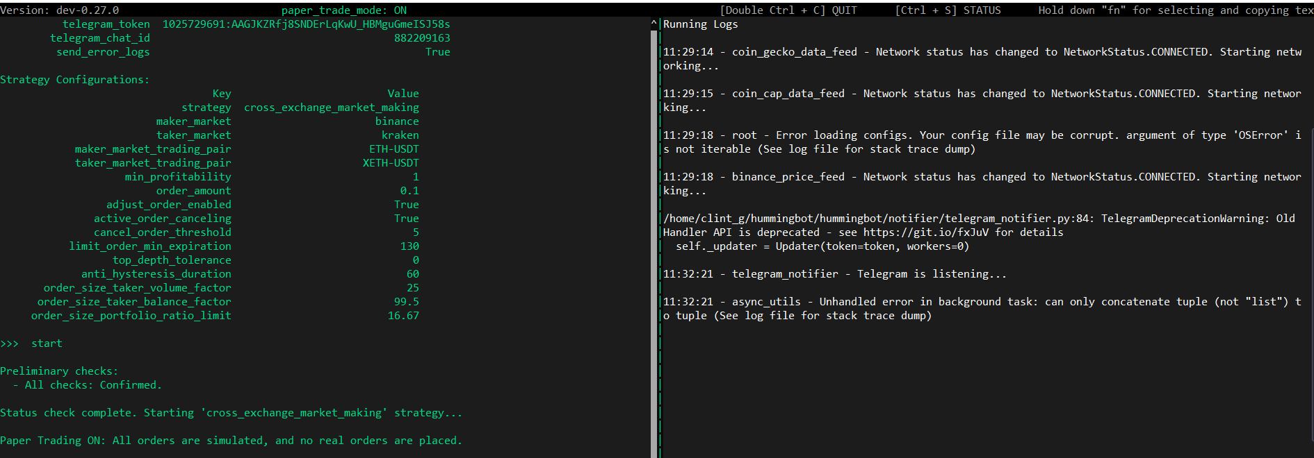 [BUG] Arbitrage using Kraken - ERROR - Unhandled error in background task: can only concatenate ...