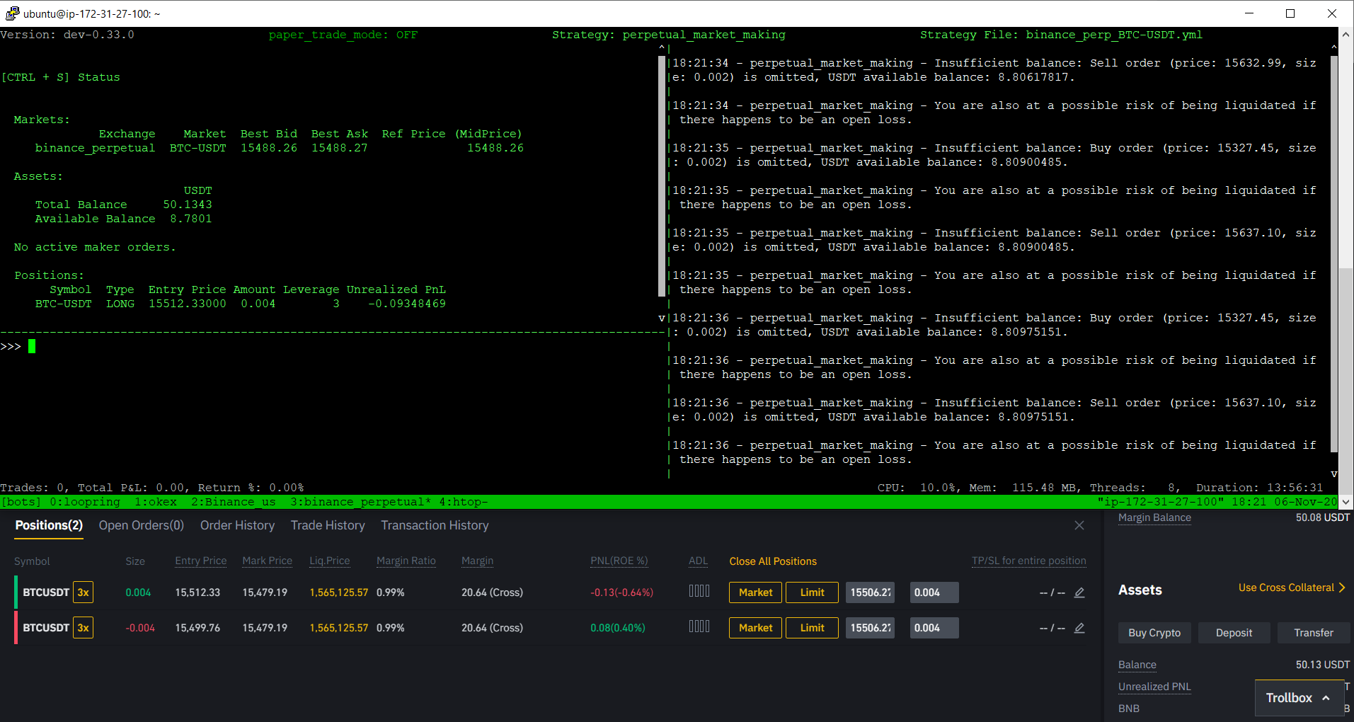 [BUG] Bot unable to display both open positions · Issue #2569 ...