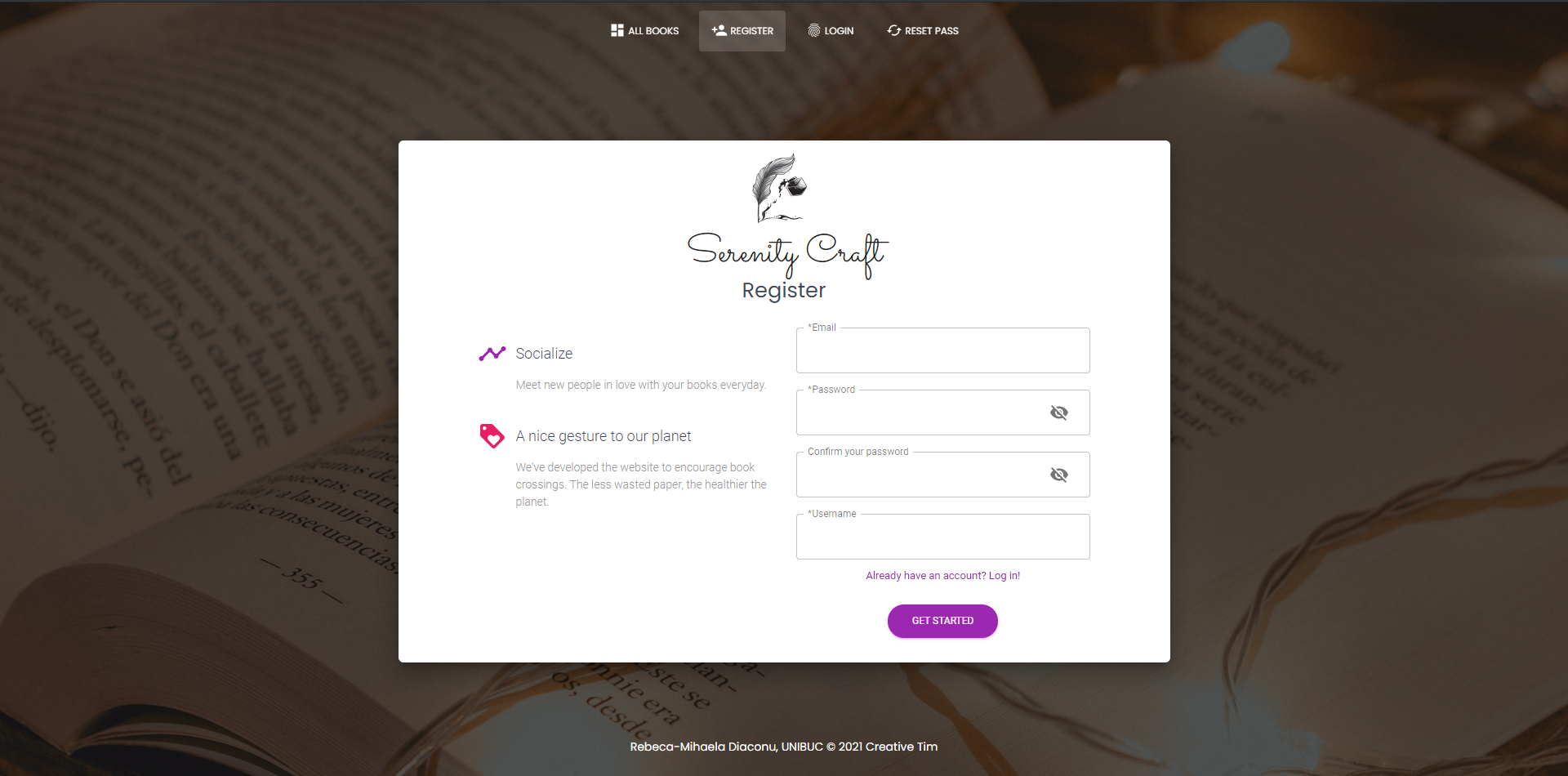 GitHub - rebecadiaconu/serenity-craft-book-crossing