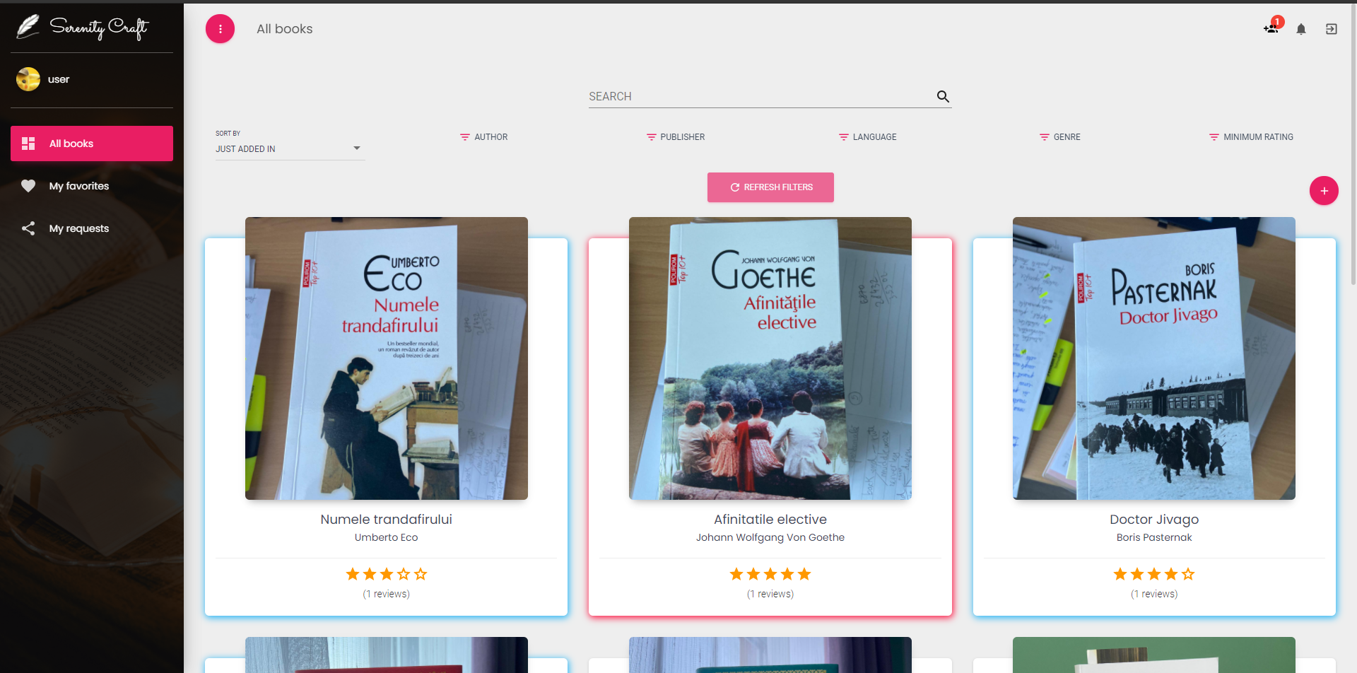 GitHub - rebecadiaconu/serenity-craft-book-crossing