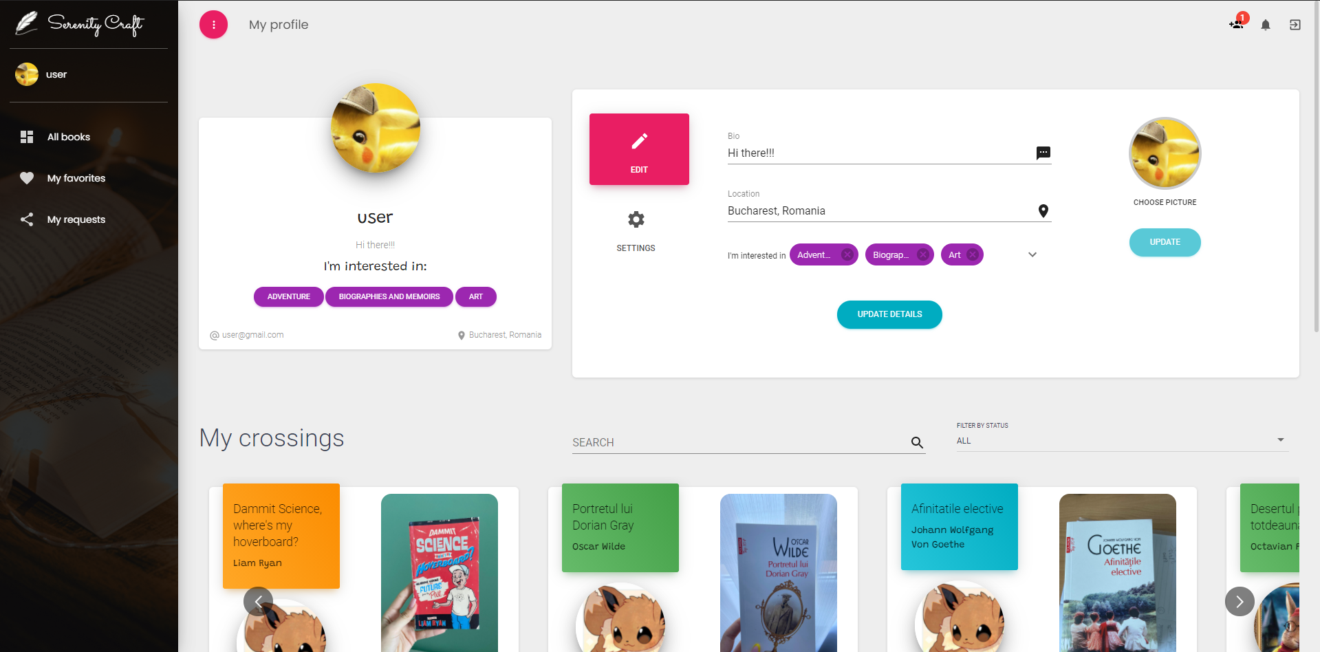 GitHub - rebecadiaconu/serenity-craft-book-crossing