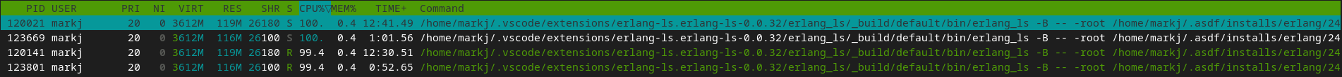 erlang ls with vscode stops working, uses 100% CPU when vscode is closed · Issue #1177 · erlang ...