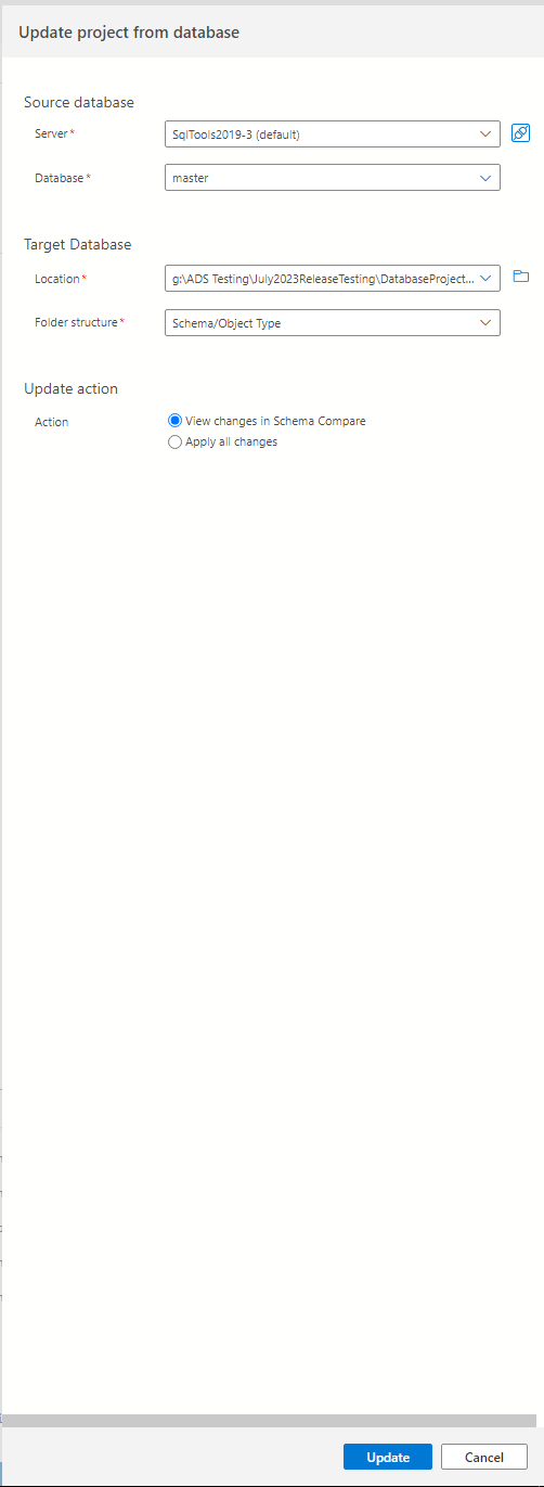 Create project from db and update project from db dialogs have an additional scroll bar · Issue ...