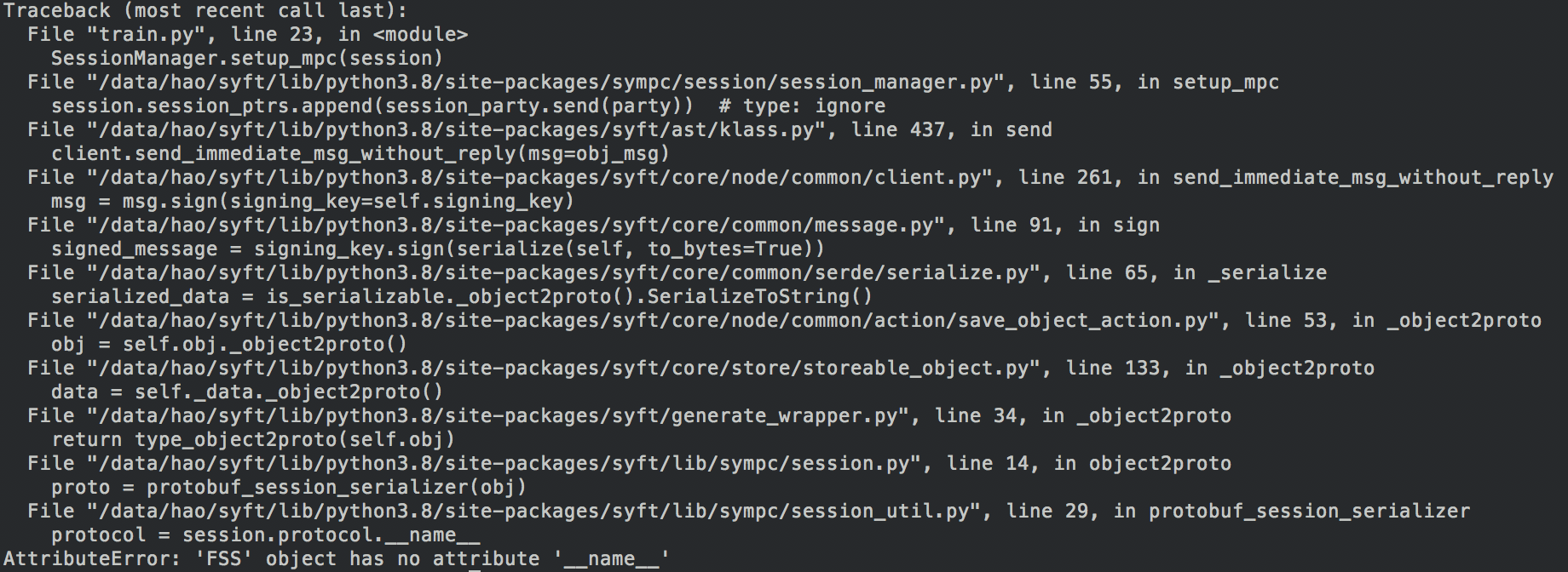 Bugs on multi party secure computation · Issue #5663 · OpenMined/PySyft · GitHub