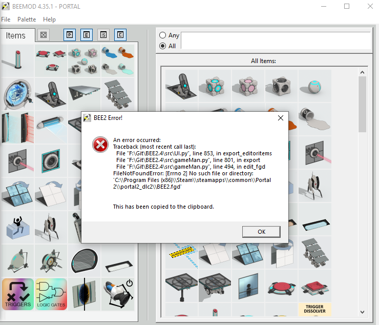 BEE2.4 Crashes: "FileNotFoundError No such file or directory" · Issue #1200 · BEEmod/BEE2.4 · GitHub