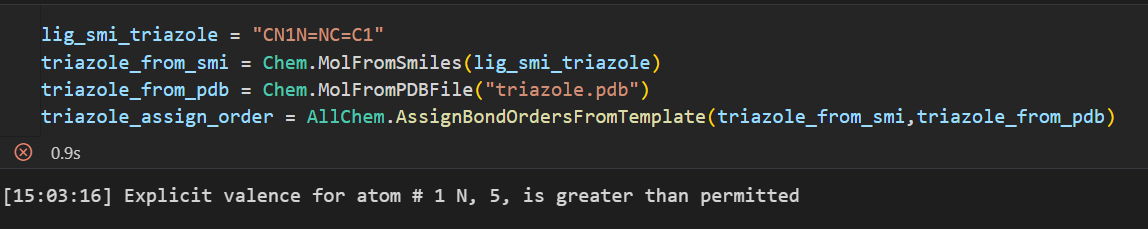 AllChem.AssignBondOrdersFromTemplate cannot handle 1,2,3-triazole ...