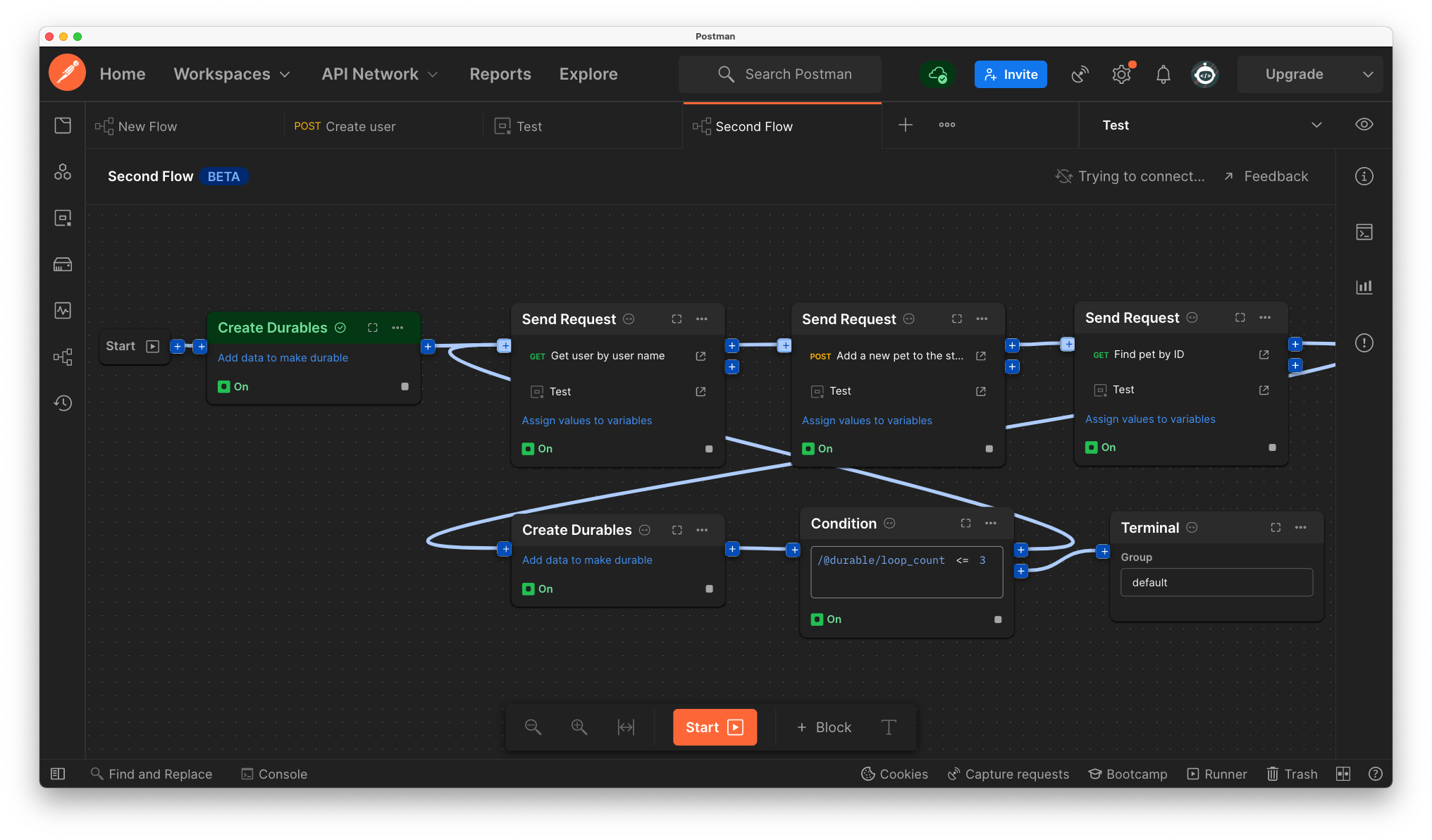 Disconnecting The Block Causes The Data Type Of Durables To Be Unrecognized · Postmanlabs 