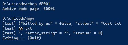 Lua: cannot receive unicode from cmd.exe in subprocess command · Issue #10139 · mpv-player/mpv ...