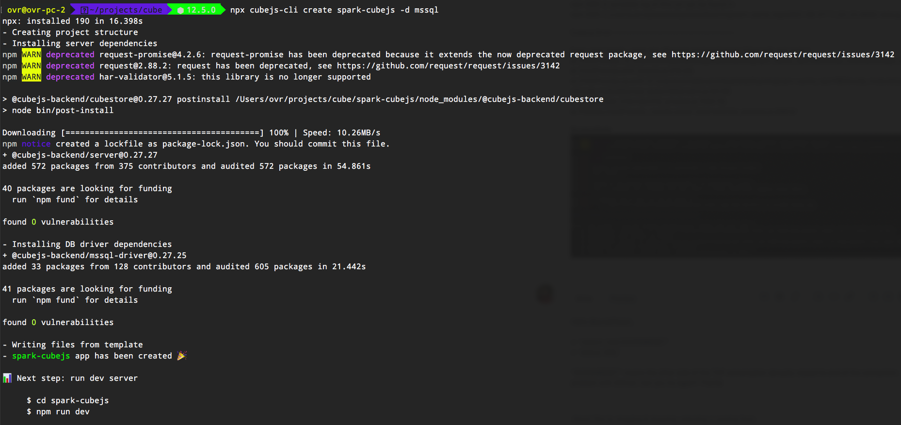 Unable to create a cube project using npx in cli · Issue #2874 · cube-js/cube · GitHub