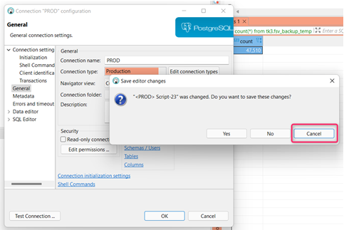Connection Properties in inconsistent state after cancelling an ...