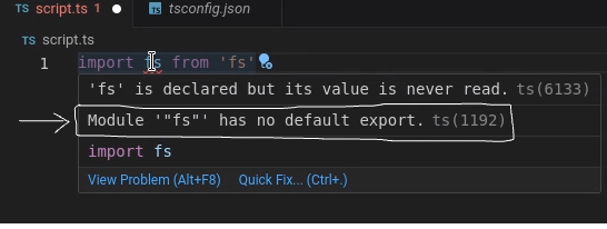 [bun-types] Module '"fs"' has no default export · Issue #5633 · oven-sh/bun · GitHub