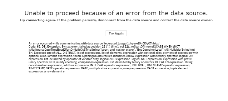 Errors With Dataname Function · Issue 37 · Clickhouse Clickhouse Tableau Connector Jdbc · Github