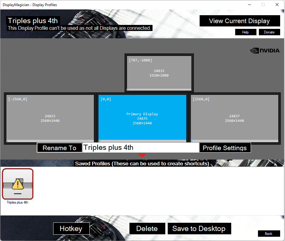4 monitor, switching to surround as triples and 4th as extra positioned ...