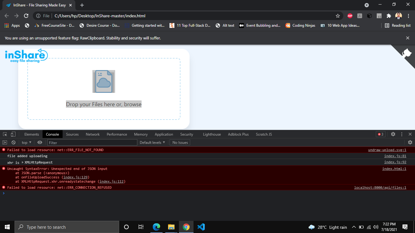 Not able to run the code on local environment · Issue #6 · ShivamJoker/InShare · GitHub