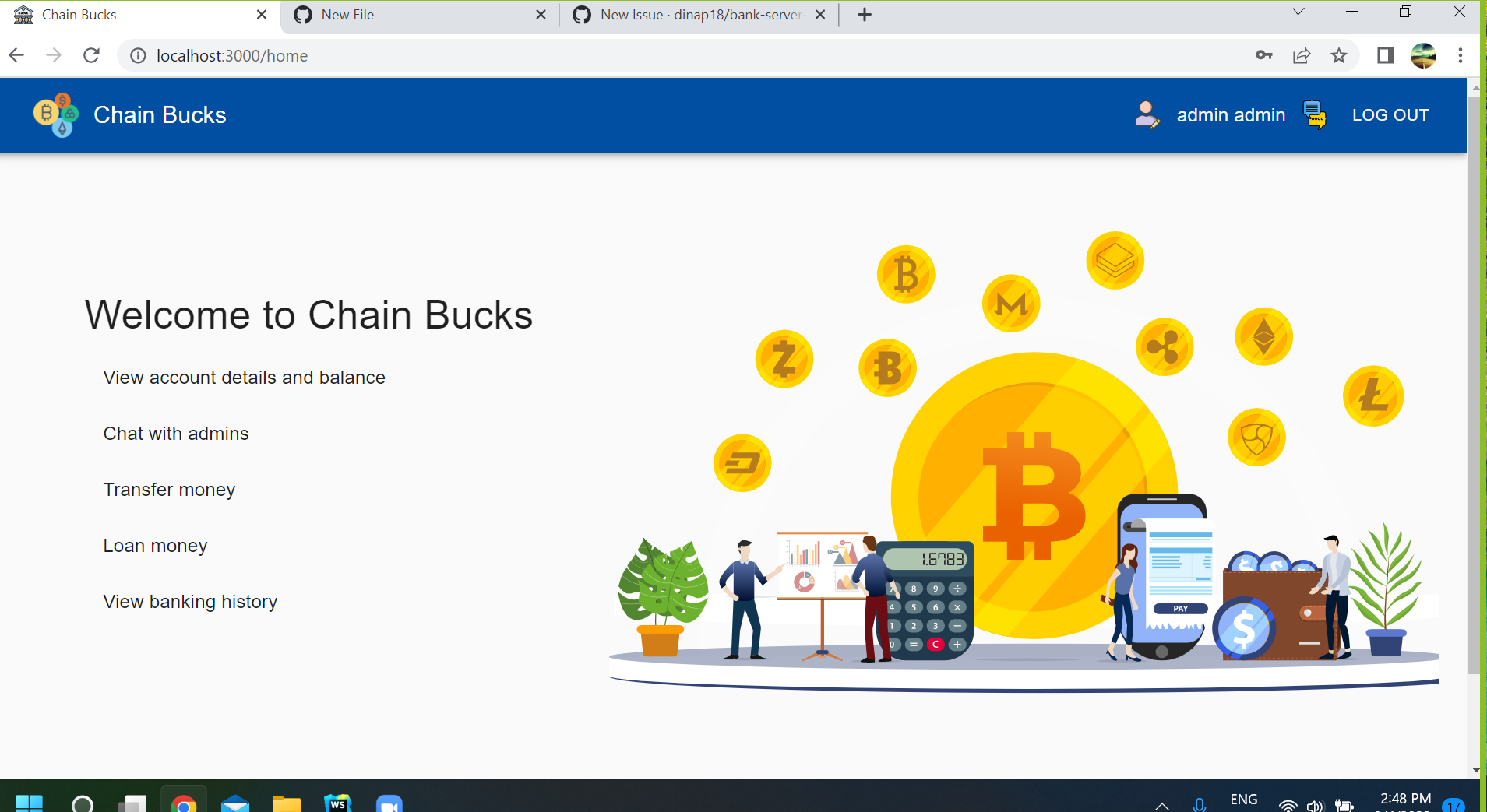GitHub - dinap18/bank-server-side: Chain Bucks is a virtual crypto bank where you can take care ...