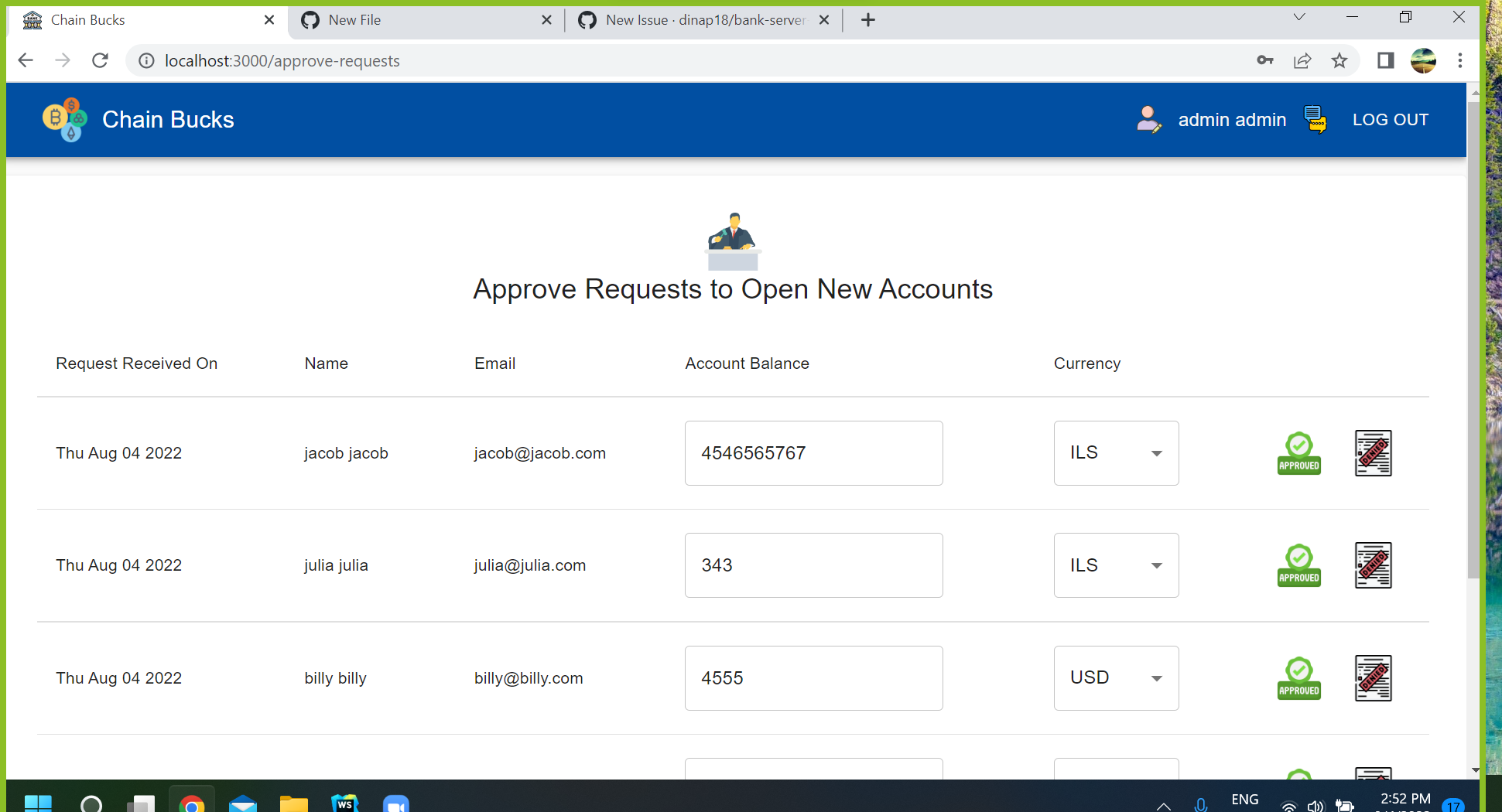 GitHub - dinap18/bank-server-side: Chain Bucks is a virtual crypto bank where you can take care ...