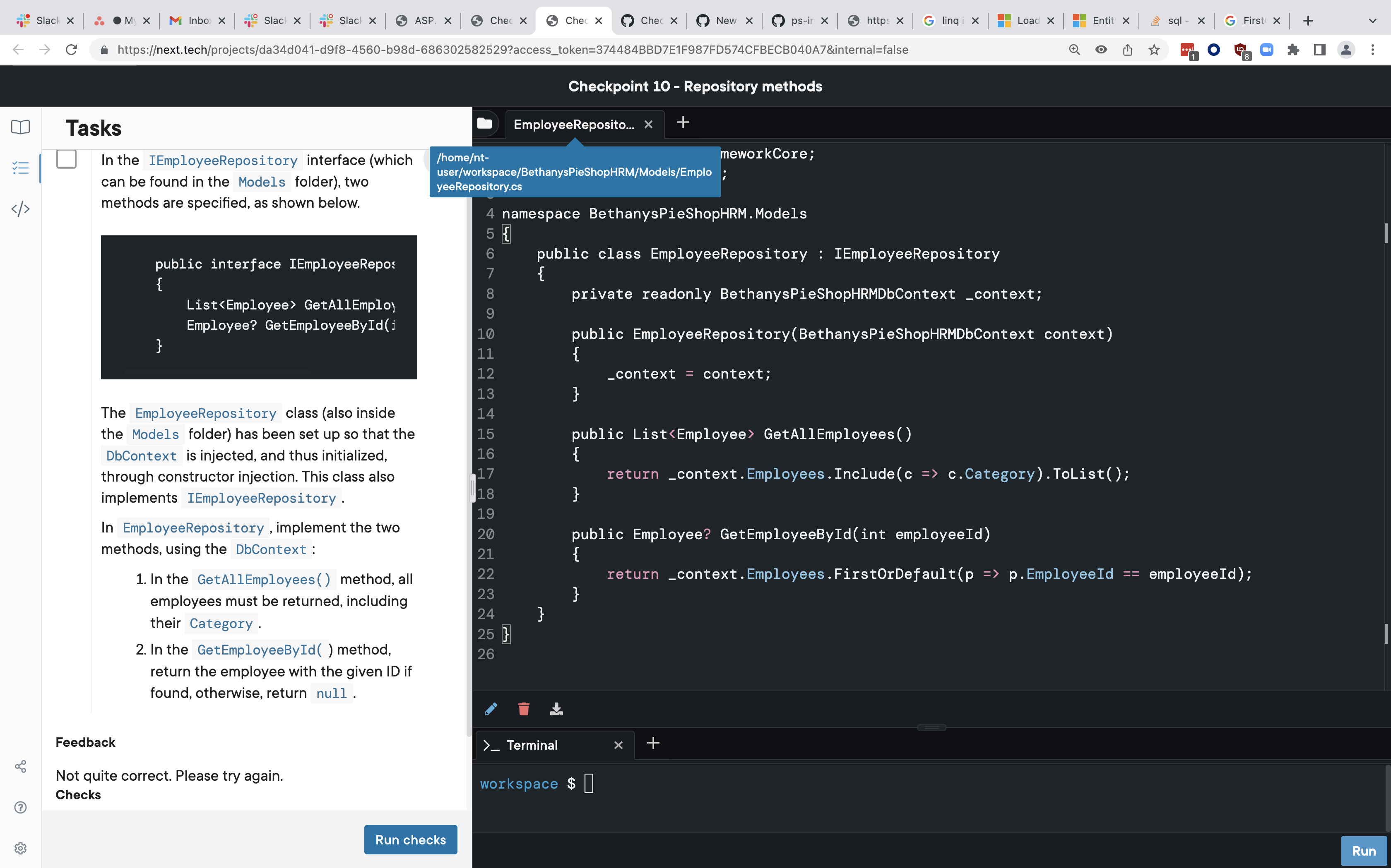 Checkpoint 10 issues · Issue #11 · ps-interactive/asp-net-core-6-fundamentals · GitHub