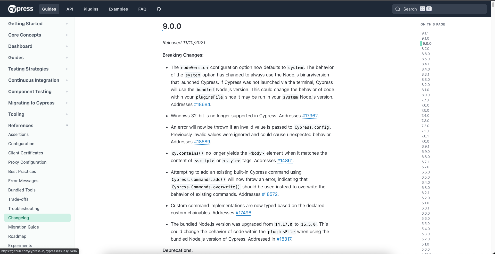 Broken links in changelog for already merged issues · Issue #4266 · cypress-io/cypress ...